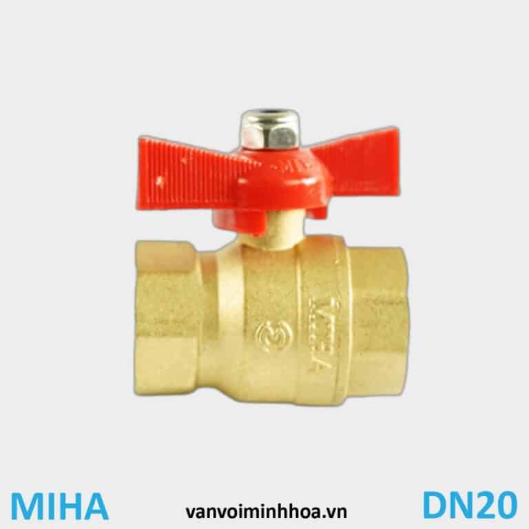 Van Bi đồng Tay Gạt Phi 27 DN20 MIHA (inox - Ren Trong)